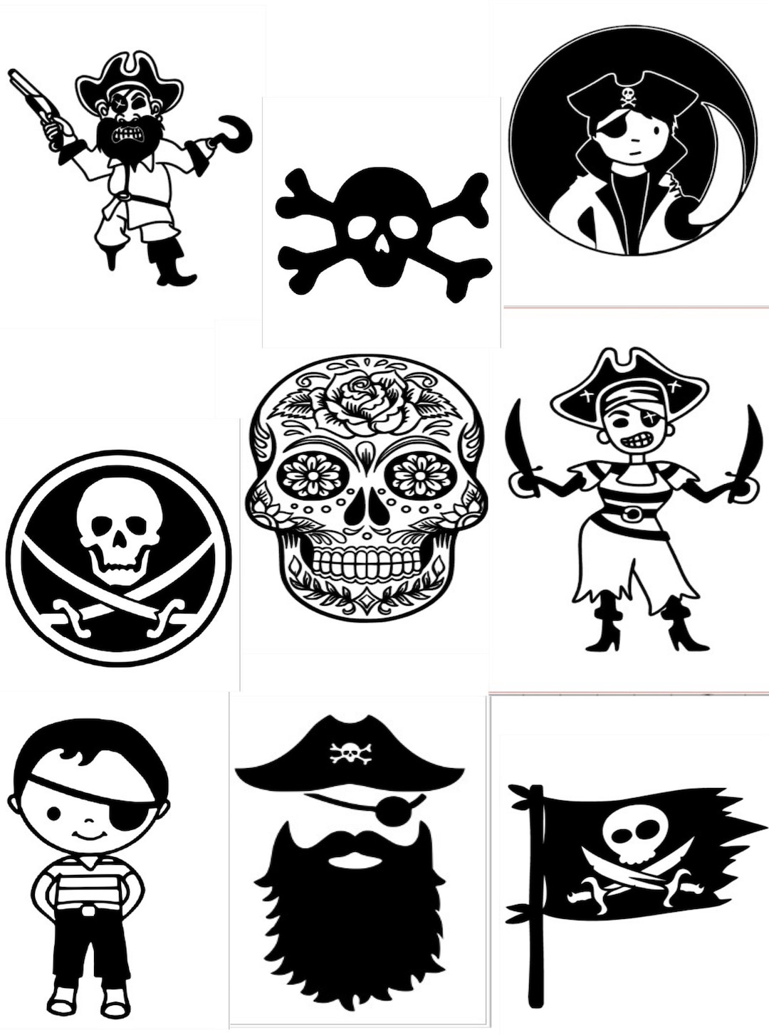 Pirate Motif in Iron-on Flex 9 Models 14 Colors and 4 - Etsy