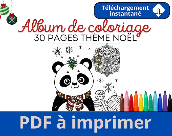 Livre de coloriage Noël PDF imprimable 30 dessins festifs - Etsy France