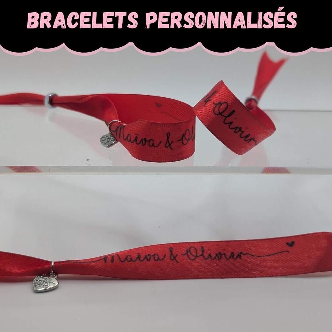 Personalized Ribbon Bracelet With Charm and Closure! EVJF Wedding Gift ...