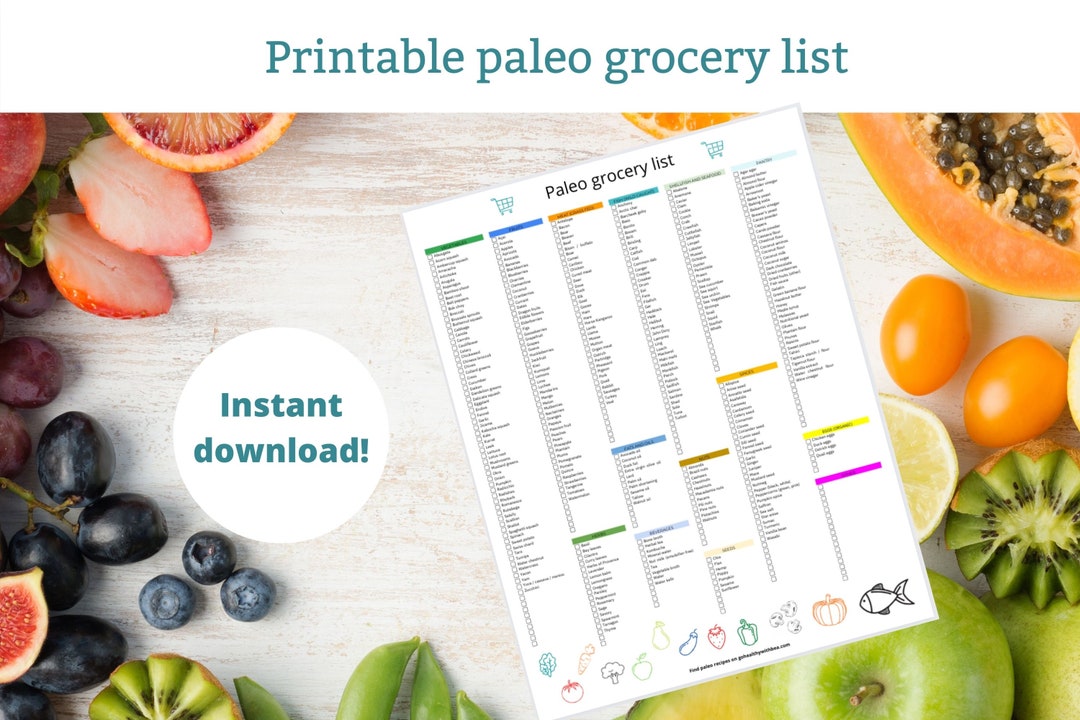 Paleo Grocery List | Printable Paleo Diet Grocery Checklist | Pdf ...