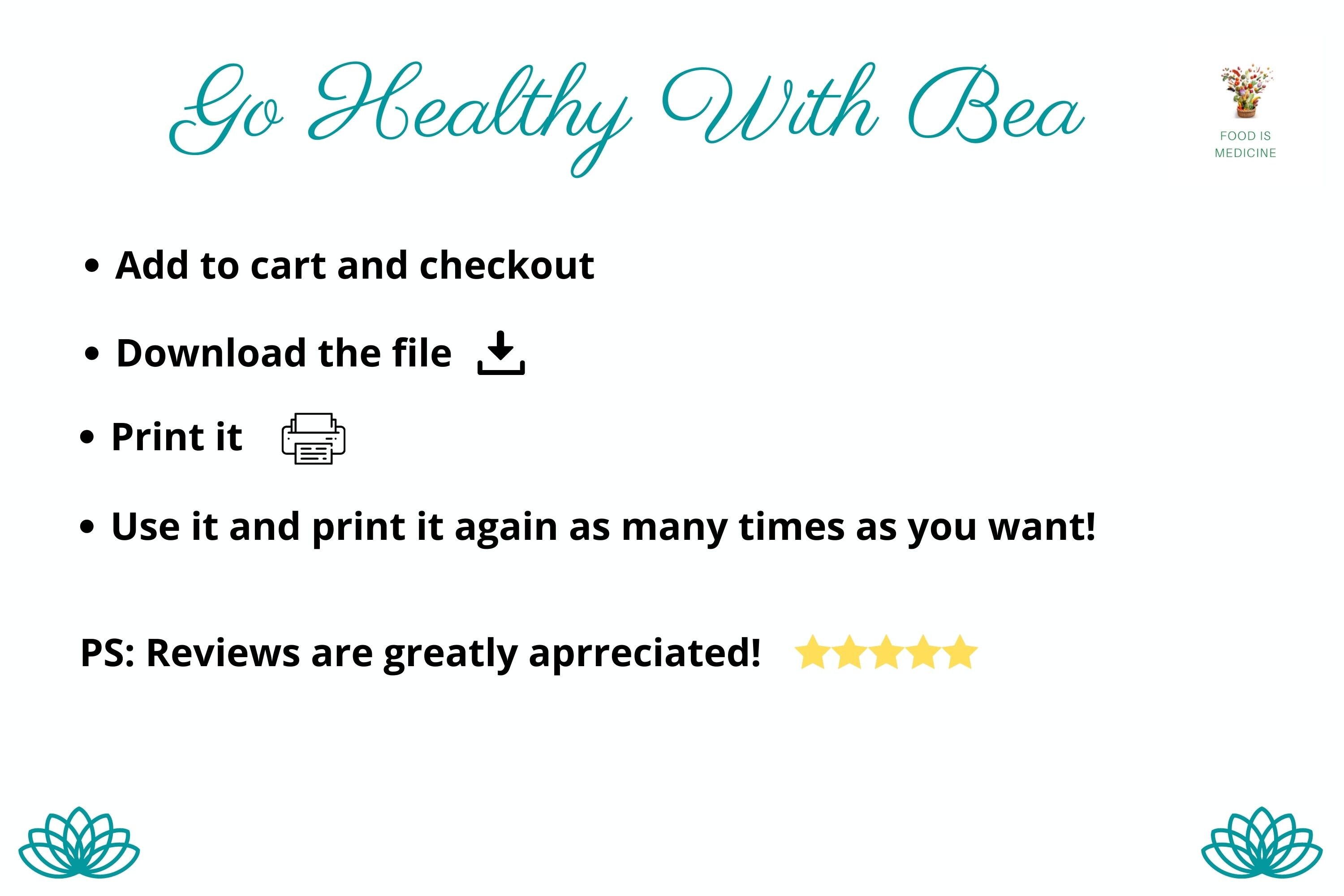 Printable Undated Weekly Health Journal and Self Care Planner Food ...