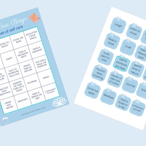 Bingo de autocuidado digital imprimible en pdf para aliviar el estrés ...