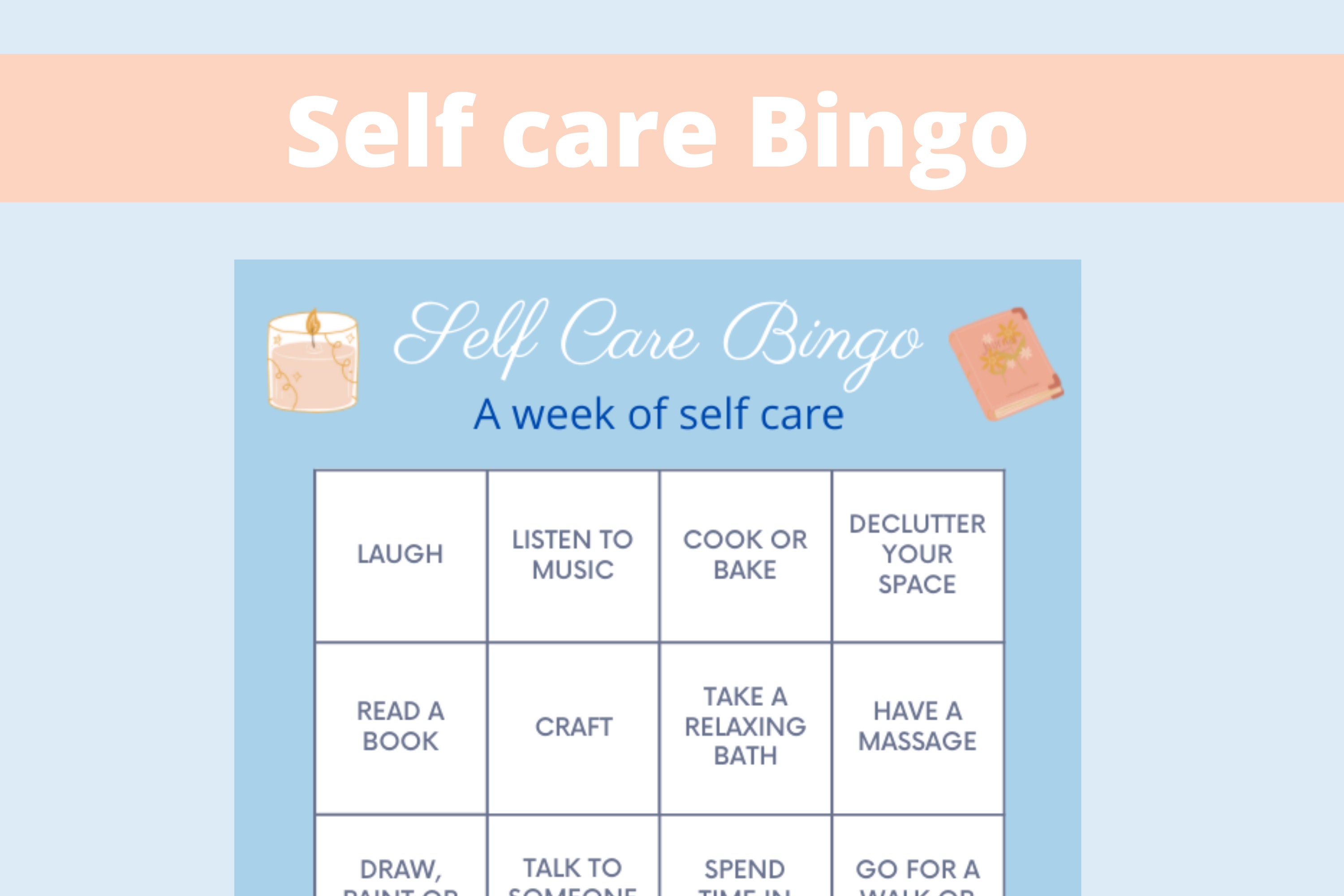 Self-care Bingo Digital Printable Pdf for Stress Relief Mental Health ...