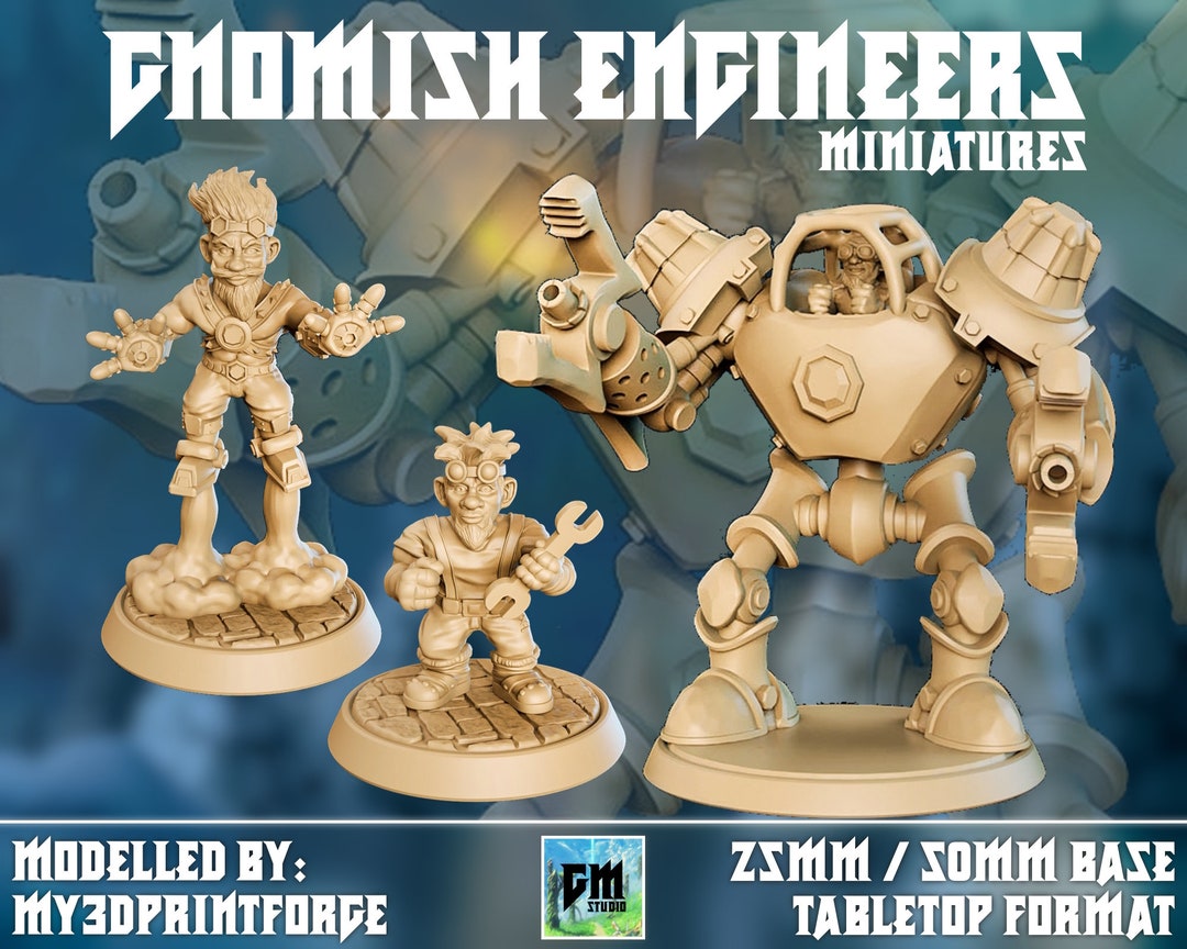 Gnomish Engineers 25mm/50mm Base My3dprintforge Tabletop Dungeons and ...