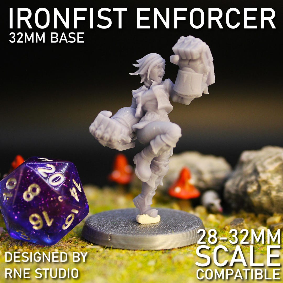 Ironfist Enforcer | 3D Printed Sci-fi Brawler Miniature | 28–32mm Resin ...