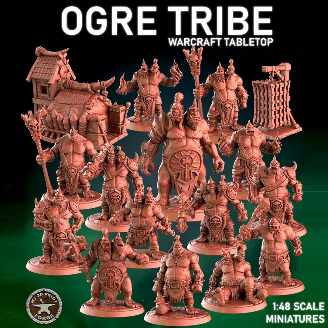 Ogre Tribe Collection Tabletop Scale My3dprintforge Tabletop Dungeons ...