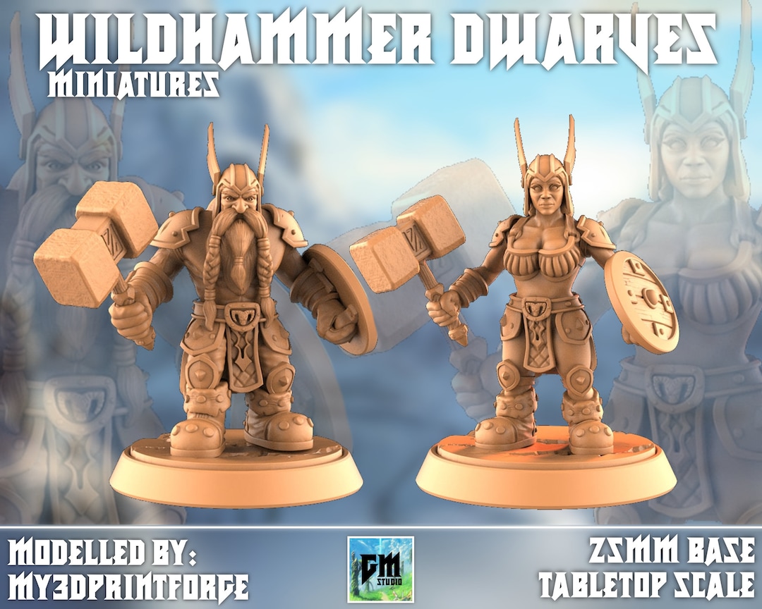 Wildhammer Dwarves Miniatures 25mm Base My3dprintforge - Etsy