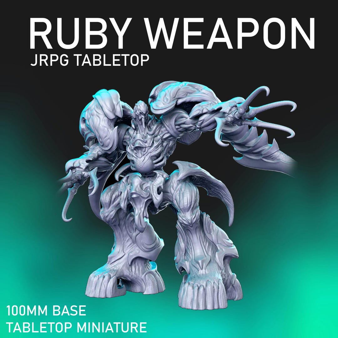 Ruby Weapon Miniature 100mm Base Rnestudio FF Style Tabletop RPG ...