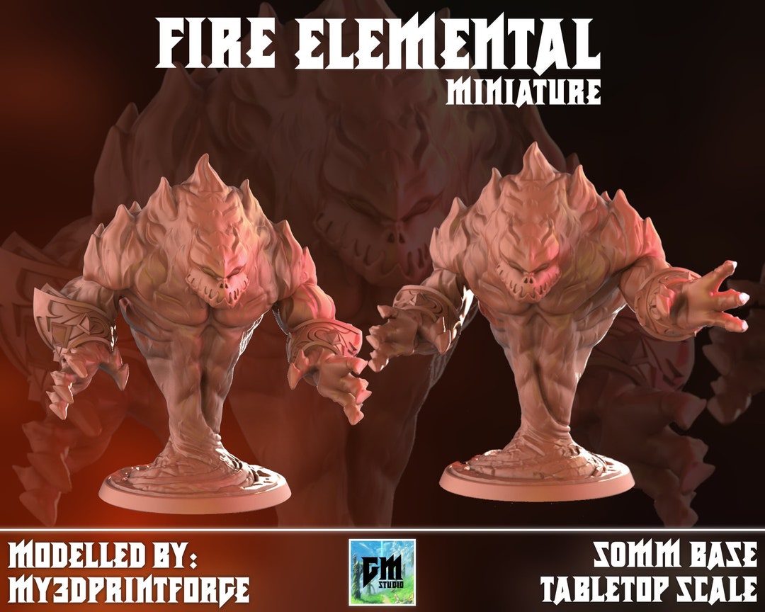 Fire Elementals Miniatures 50mm Base My3dprintforge Tabletop Dungeons ...