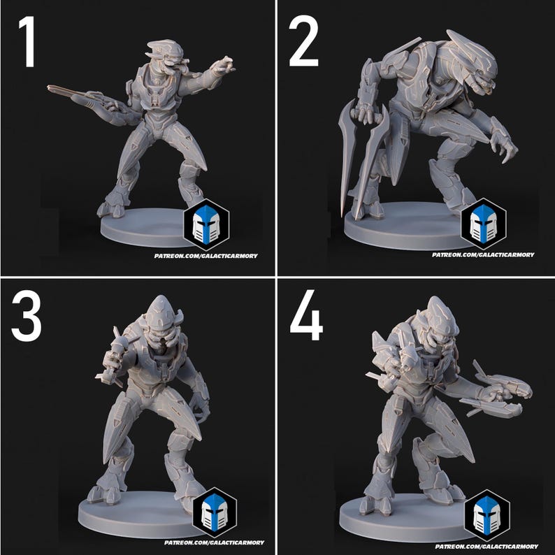 Elites 16 Poses Available 3D Printed Sci-fi Alien Elite Miniatures 28 ...