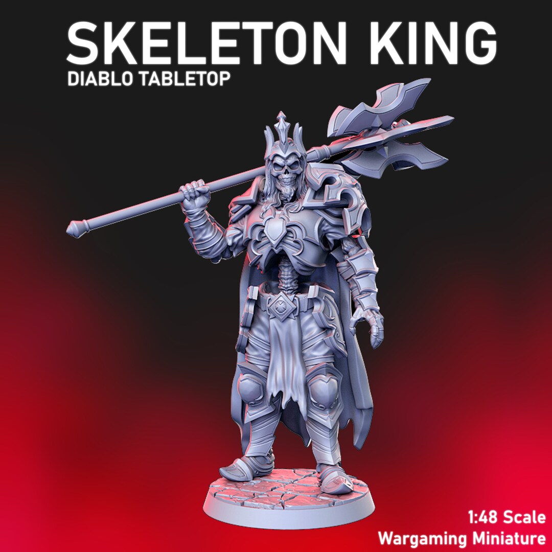 Skeleton King Miniature 40mm Base Rnestudio Diablo Style Tabletop RPG ...