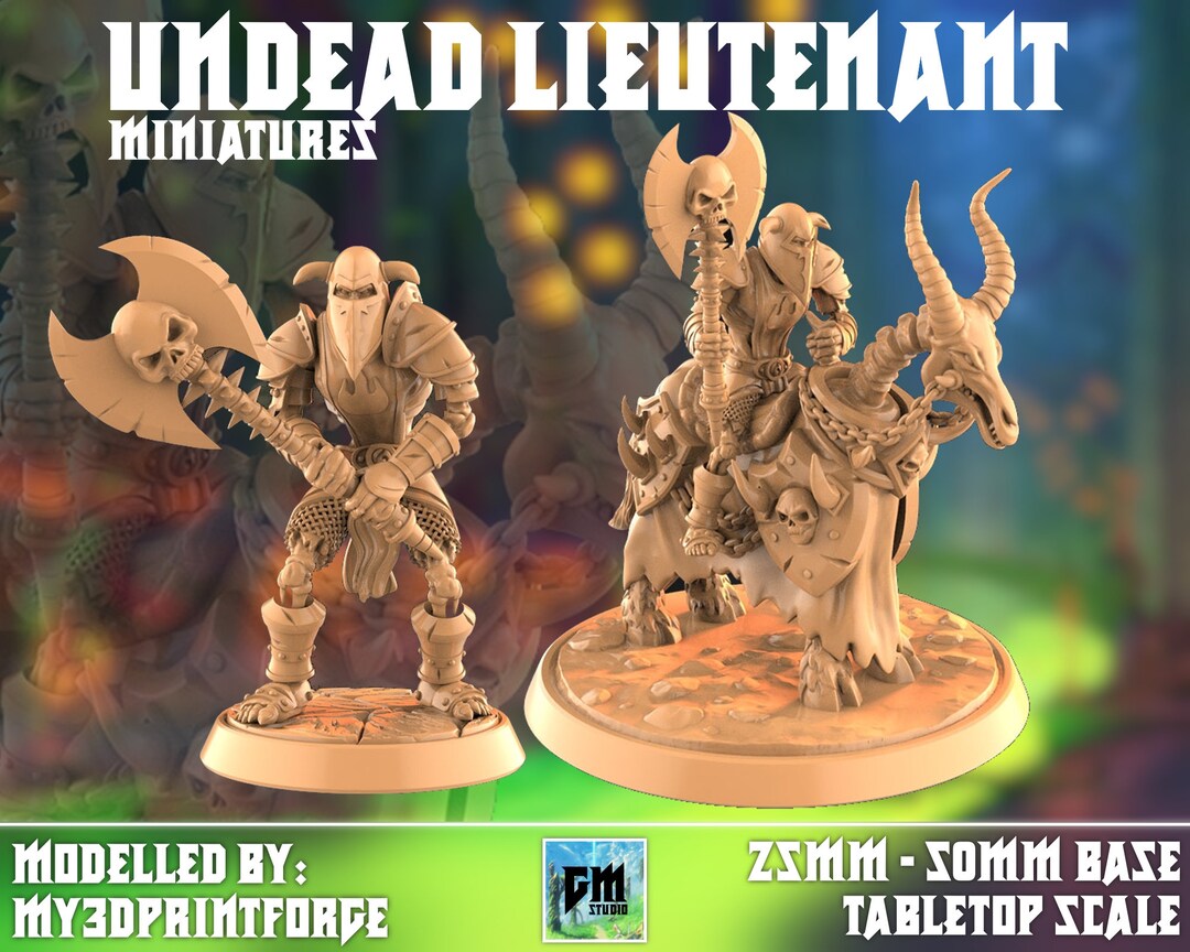 Undead Lieutenant Miniatures 25mm/50mm Base My3dprintforge Tabletop ...