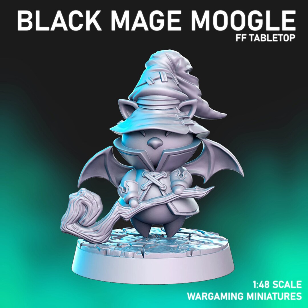 Black Mage Moogle (25mm Base) - Rnestudio Miniature - FF Style Tabletop RPG Dungeons and Dragons ...