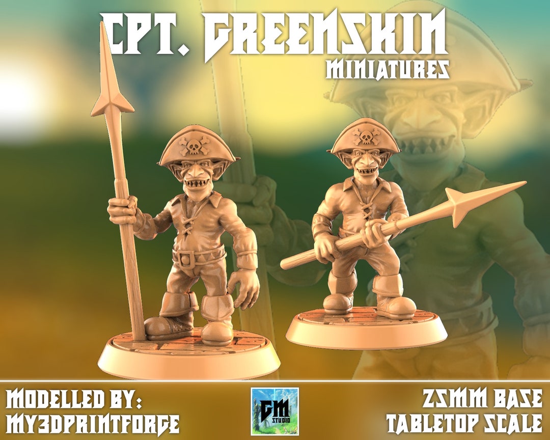 Captain Greenskin Miniatures 25mm Base My3dprintforge Tabletop Dungeons ...