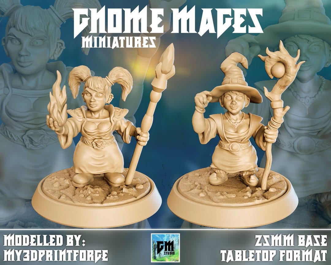 Gnome Mages My3dprintforge Tabletop Dungeons and Dragons - Etsy