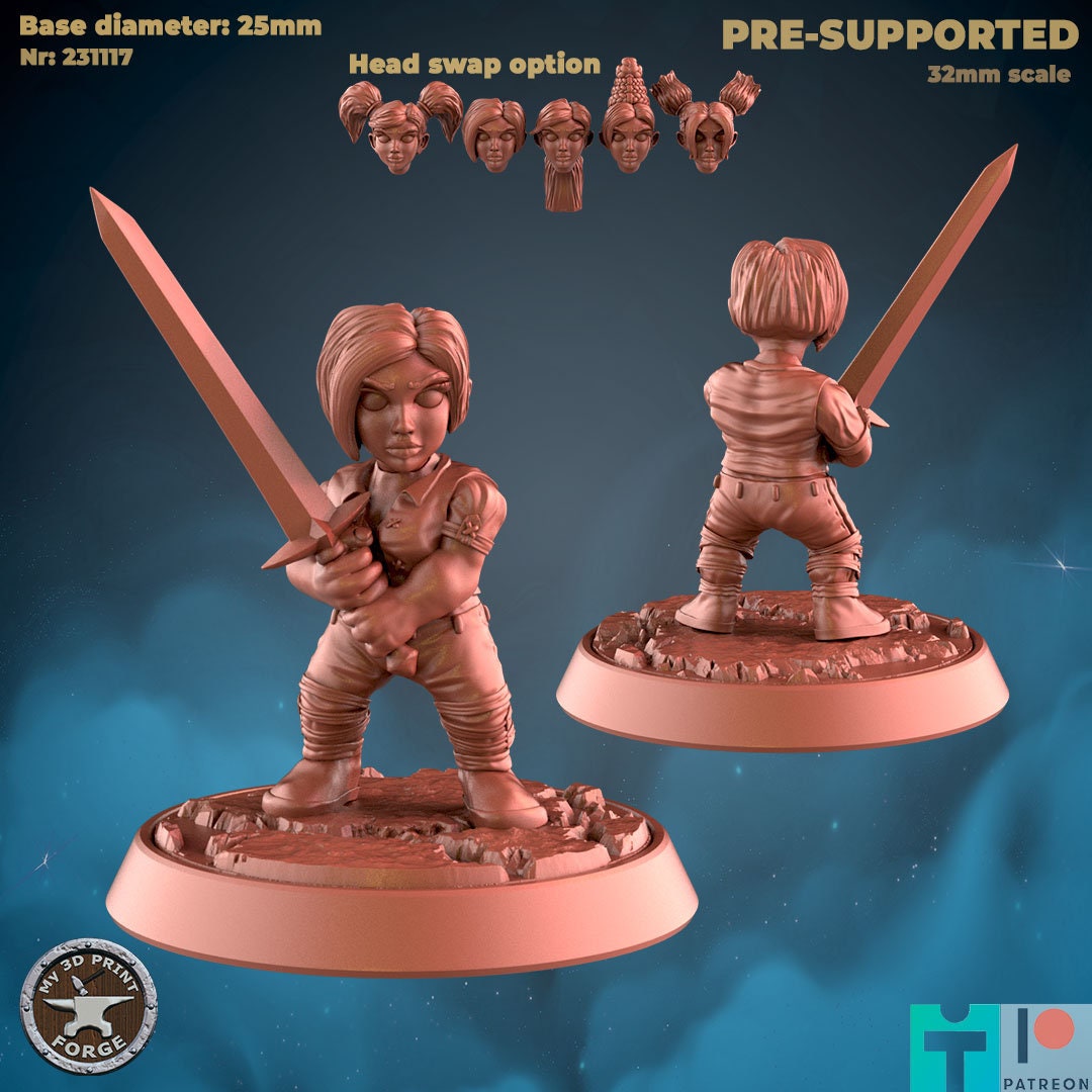 Female Gnome Warrior Sword Pose 25mm Base My3dprintforge - Etsy