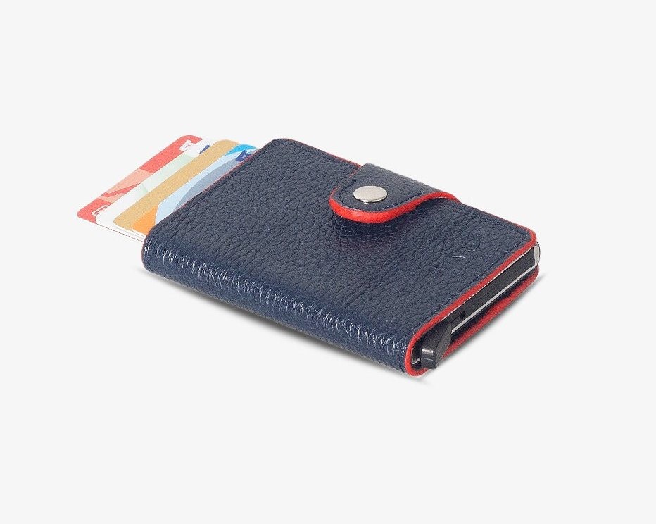 Leather Easy Card Release Mechanism Automatic Pop-up Cardholder With ...