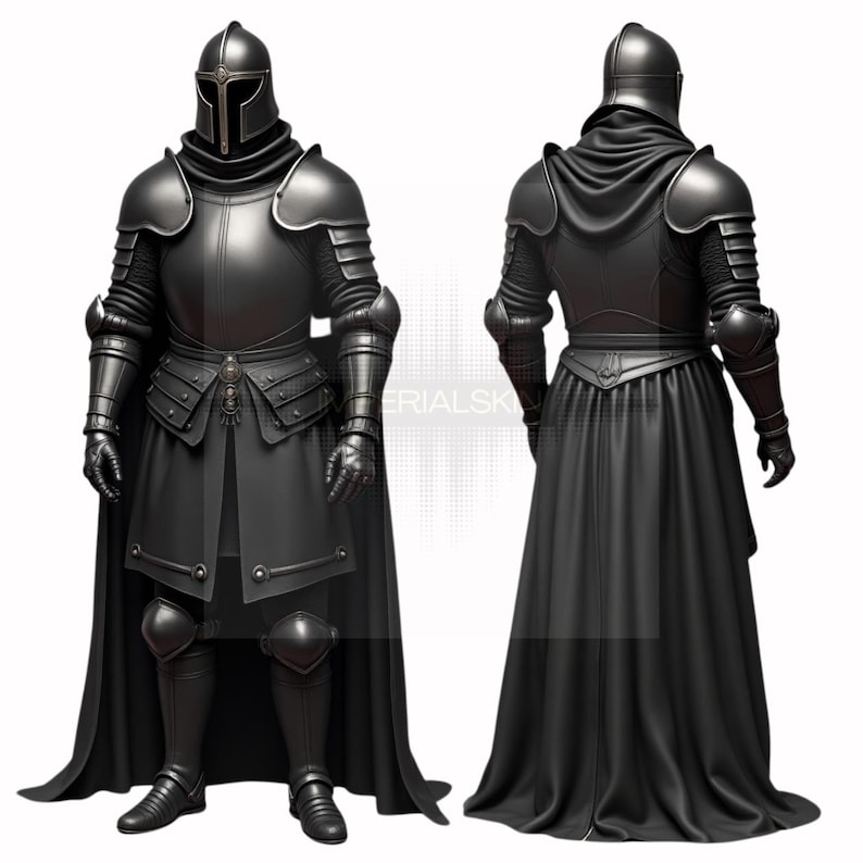 Structure Medieval Armor With Cloak - Gothic Black Knight Cosplay ...
