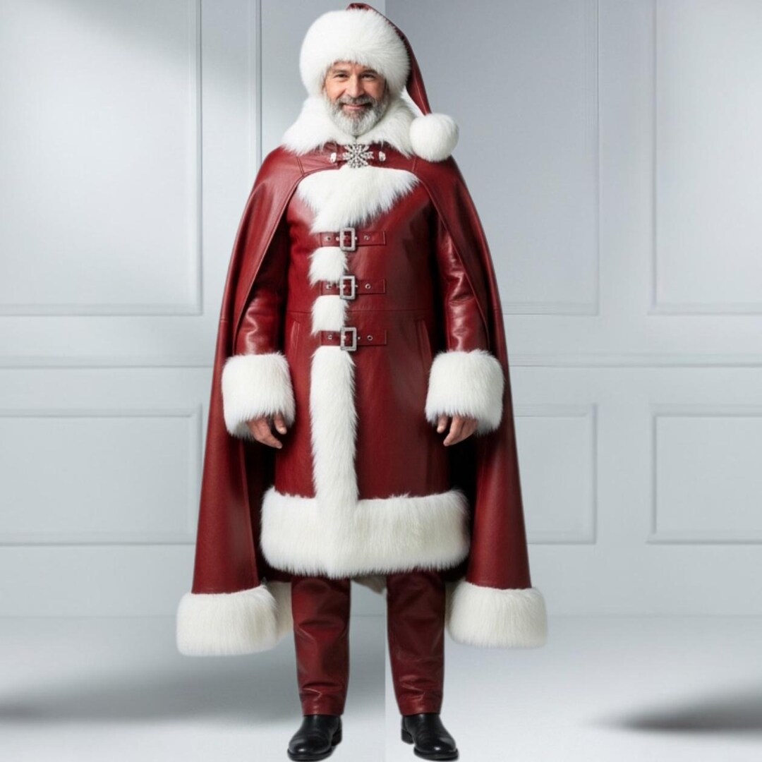 Santa Cape Coat Set | Red Fur-trimmed Buckle Jacket & Pants Holiday ...