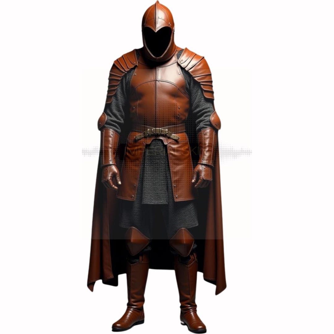 Medieval Knight Leather Armor With Cloak - Handcrafted Brown Leather ...