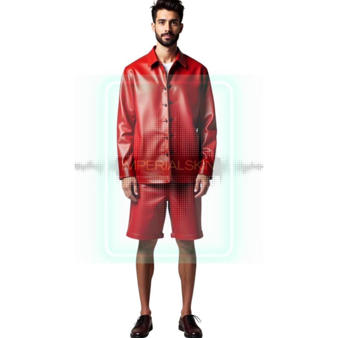Stylish Men’s Red Leather Shirt and Shorts- Trendy Men’s Red Shirt N ...