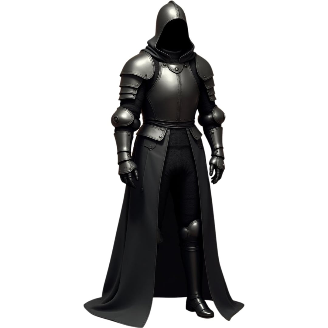 Medieval Knight Armor Costume - Dark Fantasy Warrior Outfit With Hood ...