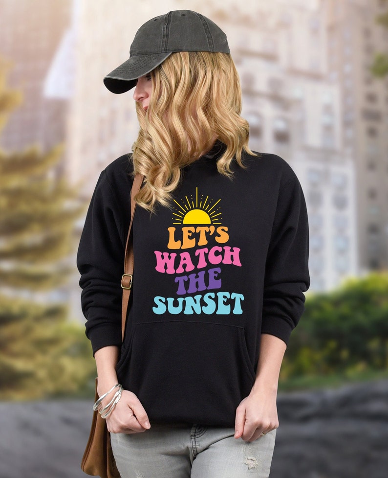 Lets Watch The Sunset Hoodie Sweatshirt Retro Beach Shirt Aesthetic