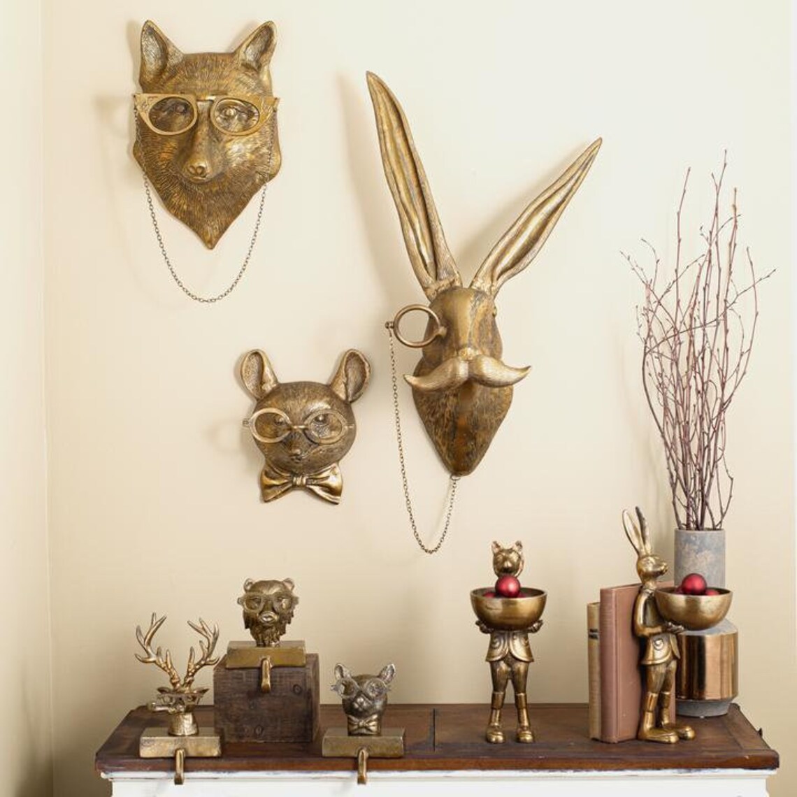Fox Wall Mount Bronze Wall Art - Brass Wall Sculpture - Etsy