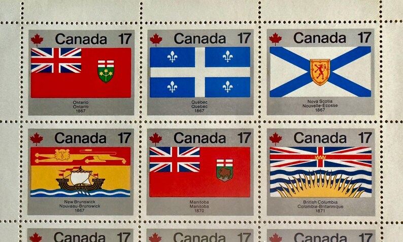 Canada Provincial and Territorial Flags Stamps - Unused Pane of 12 X 17 ...