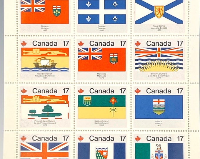 Canada Provincial and Territorial Flags Stamps - Unused Pane of 12 X 17 ...
