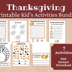 Printable Thanksgiving Activity Bundle, Printable Thanksgiving Games ...