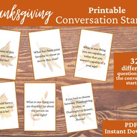 100 Thanksgiving Conversation Starter Cards, Printable | Family ...