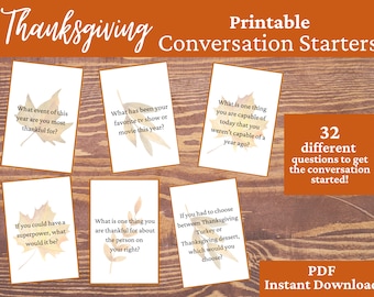 Thanksgiving Conversation Starters Table Topics Icebreaker - Etsy