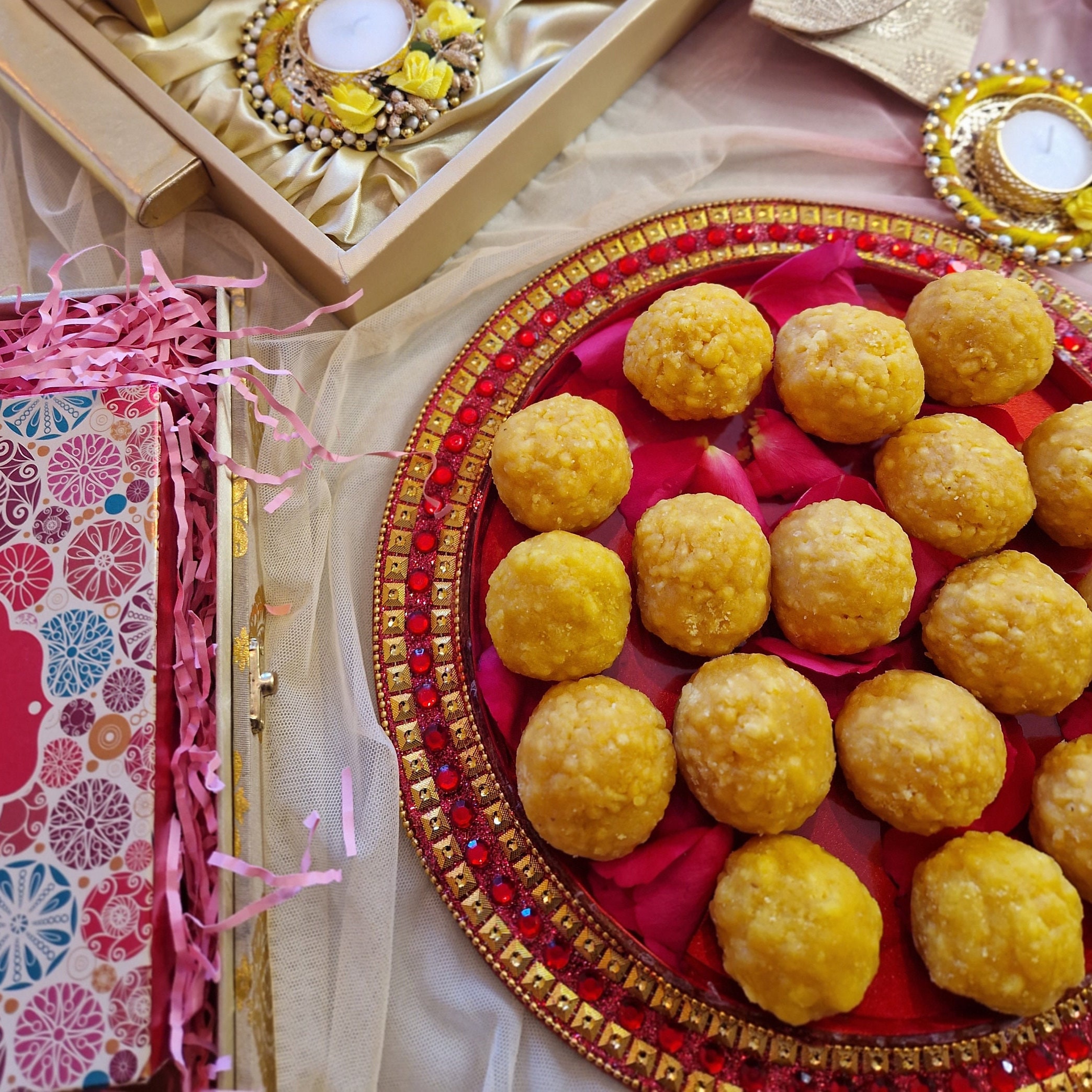 Thali, Red Thali, Tray Set, Indian Tray, Gift Boxes, Presentation Box ...