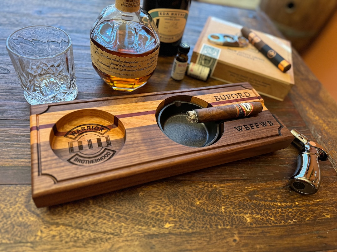 Leaf & Barrel Board personalized Cigar Ashtray and Whiskey Coaster ...