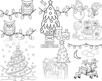 Full Digital Coloring Book, Christmas Coloring Book, Digital Christmas ...