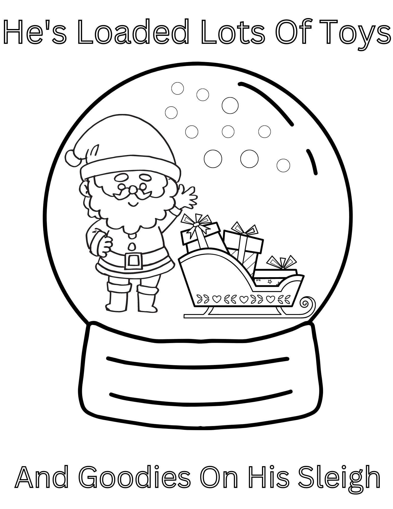 Christmas Coloring Pages Digital Prints Christmas Snow Globe Songs ...