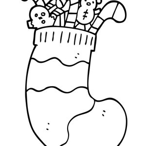 Stocking Christmas Coloring Pages, Digital Christmas Prints, Christmas ...