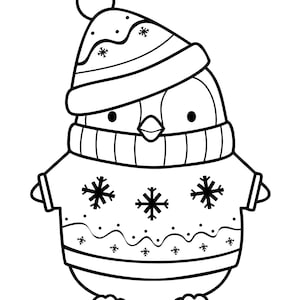 Christmas Coloring Pages Digital Prints: Christmas Penguins Edition ...