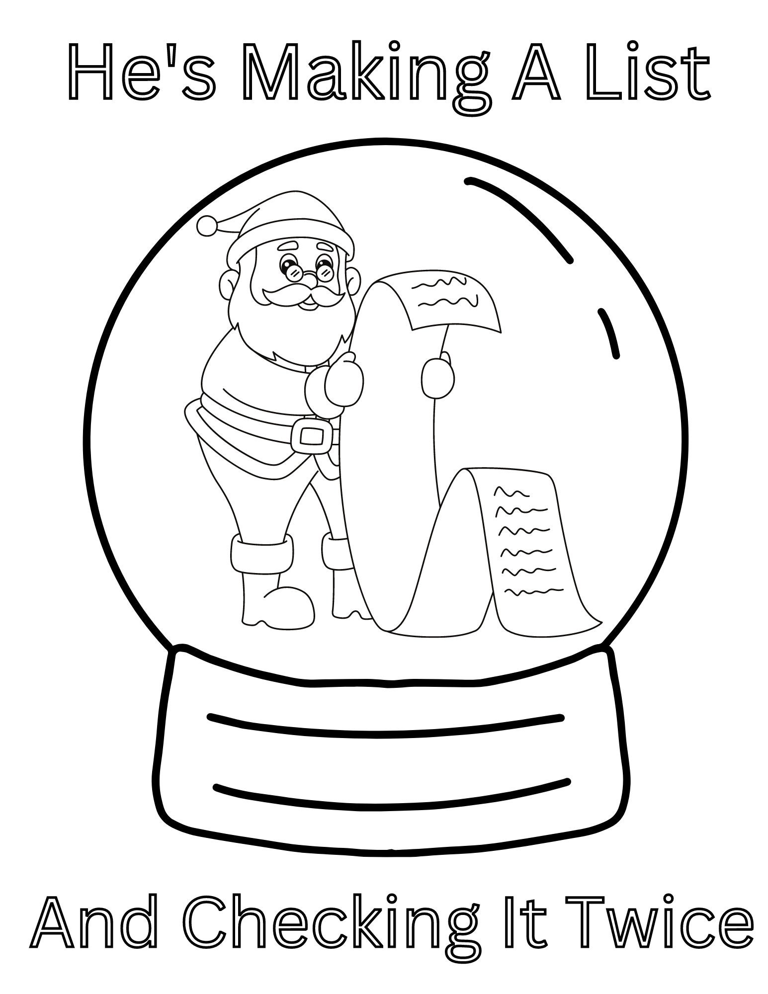Christmas Coloring Pages Digital Prints Christmas Snow Globe Songs ...