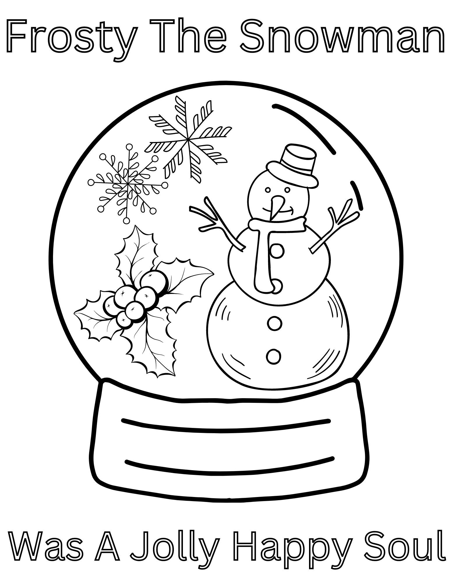 Christmas Coloring Pages Digital Prints Christmas Snow Globe Songs ...