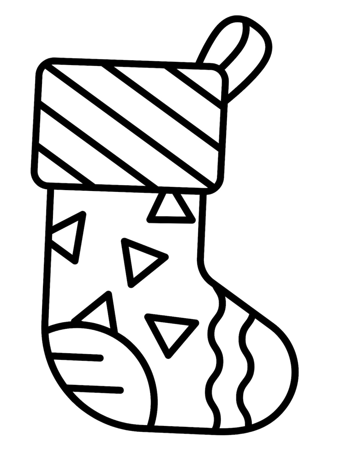 Stocking Christmas Coloring Pages, Digital Christmas Prints, Christmas ...