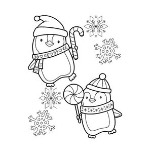 Christmas Coloring Pages Digital Prints: Christmas Penguins Edition ...