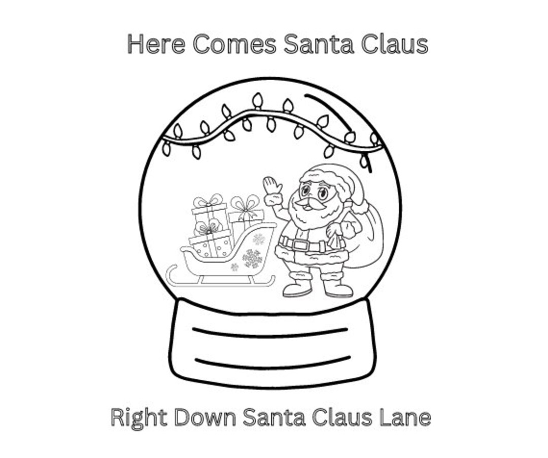 Christmas Coloring Pages Digital Prints Christmas Snow Globe Songs ...