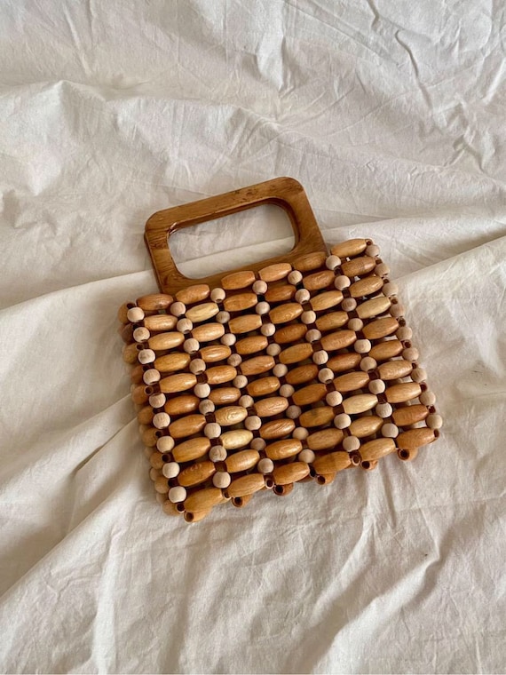 Wood Bead Handbag Wood Bead Bag Boho Bamboo Handbag Bead - Etsy