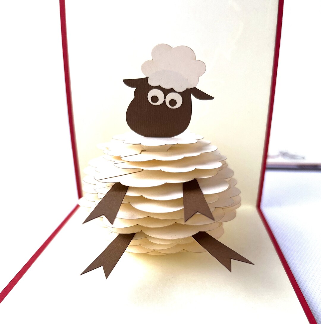 3D Popup Card Lamb Sheep Birthday Valentines Anniversary Gift Pet Wool ...