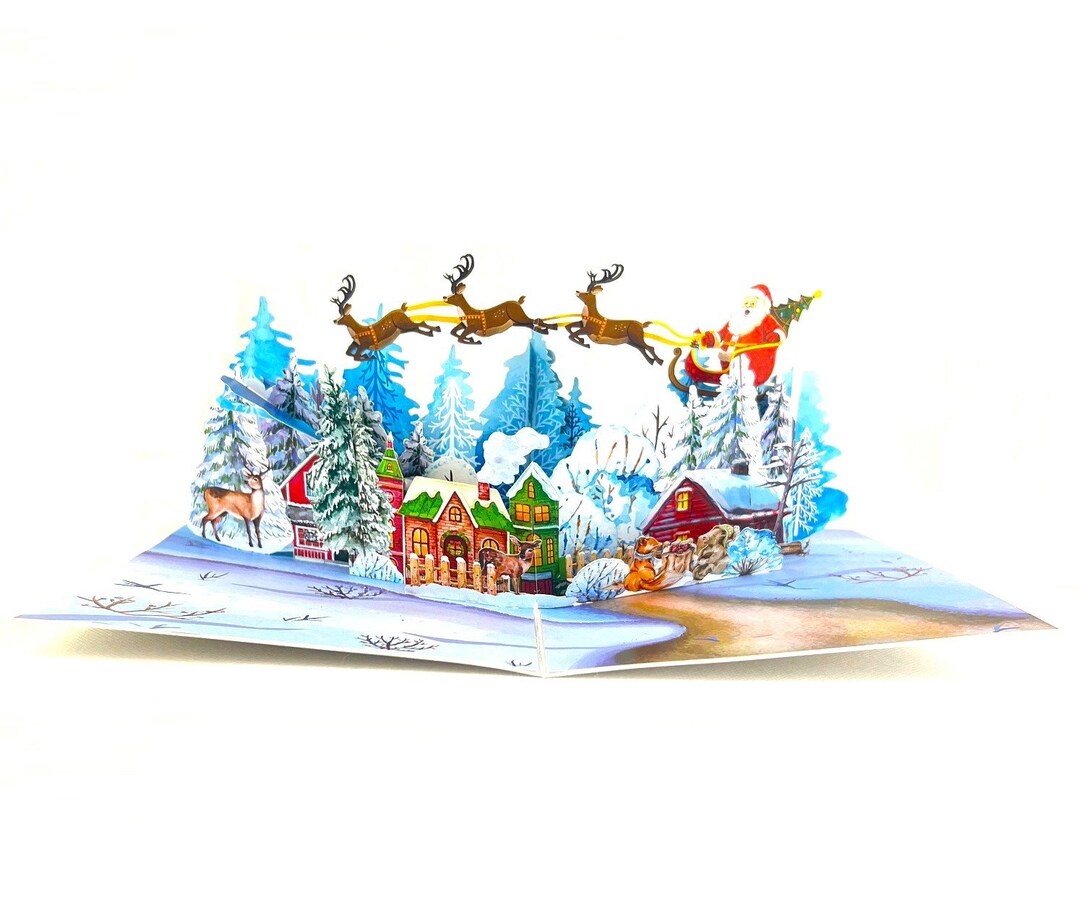 3D Pop up Xmas Card Happy Christmas Santa Claus Sledge Greeting - Etsy