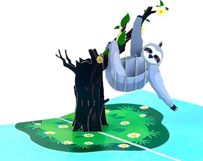 Sloth Pop up Card, 3d Sloth Birthday Pop up Card - Etsy