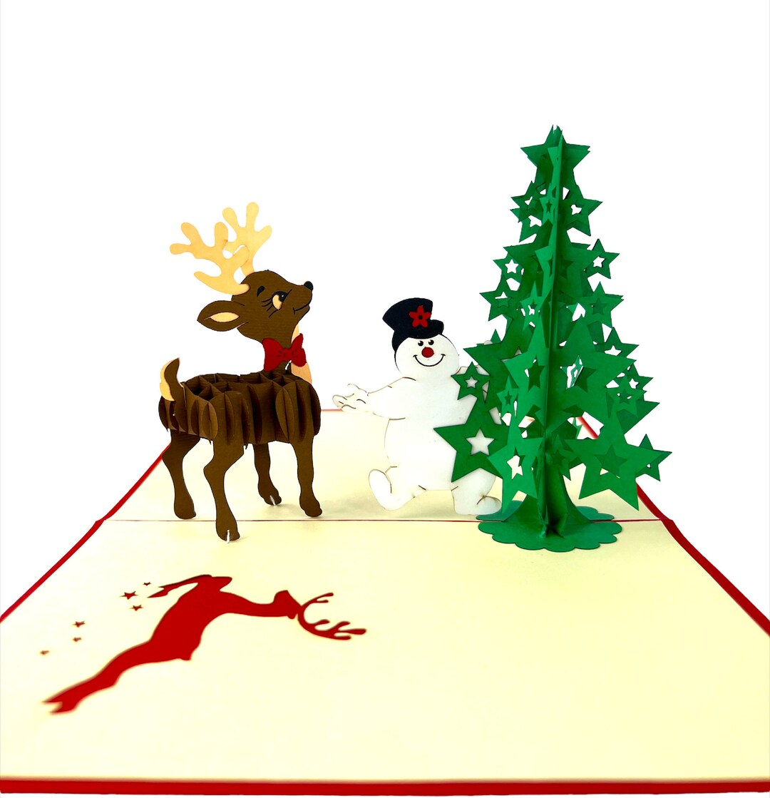 3D Pop up Xmas Card Happy Christmas Santa Claus Reindeer Greeting - Etsy