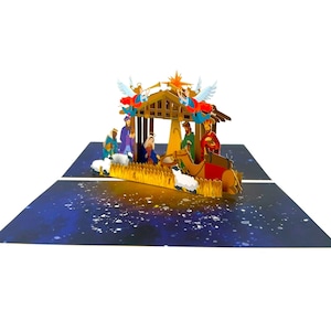Handmade 3D Pop up Card Christmas Card Nativity Seasonal Greetings Baby ...